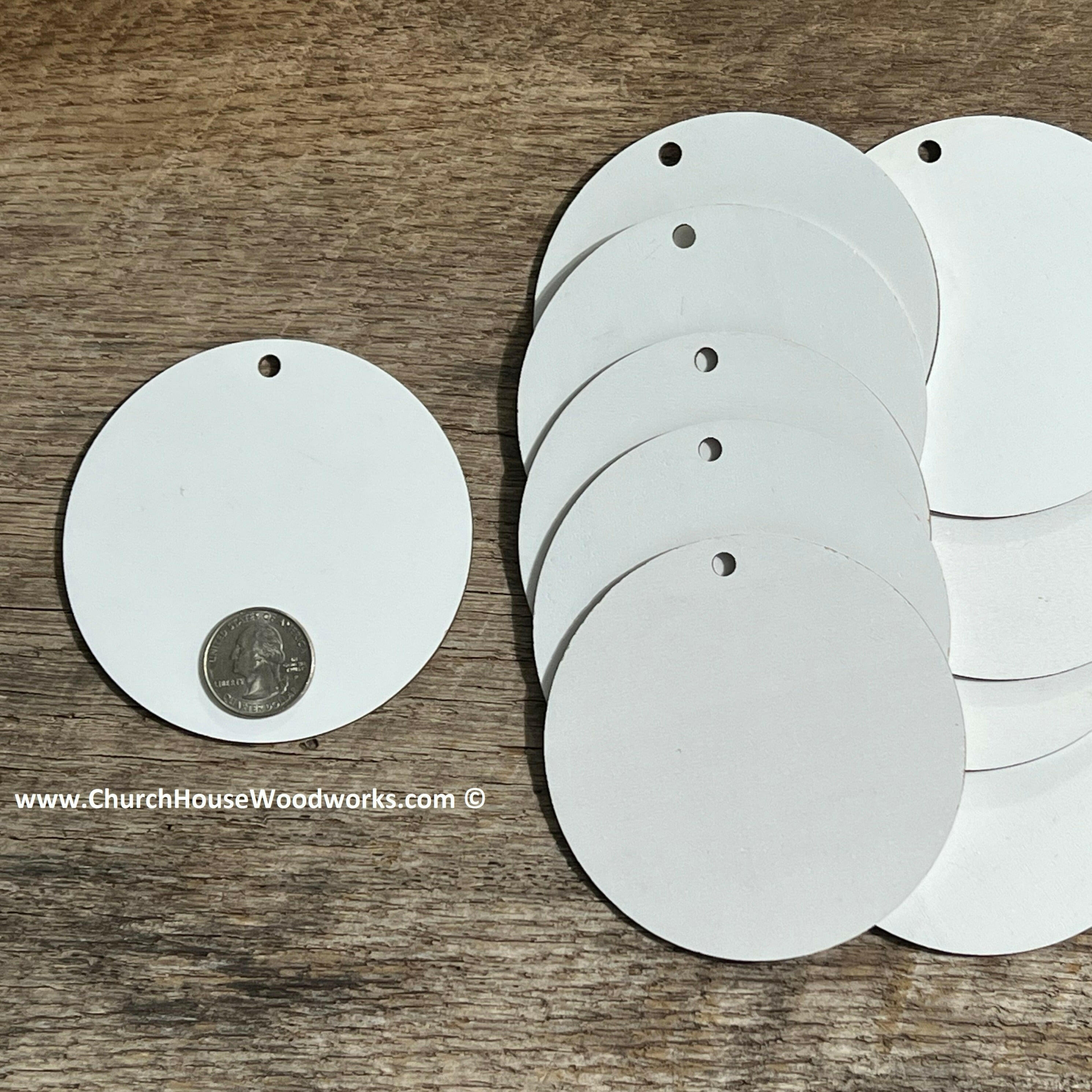 4 INCH WHITE CIRCLE BLANKS with ONE HOLE - 10 QTY – Church House Woodworks