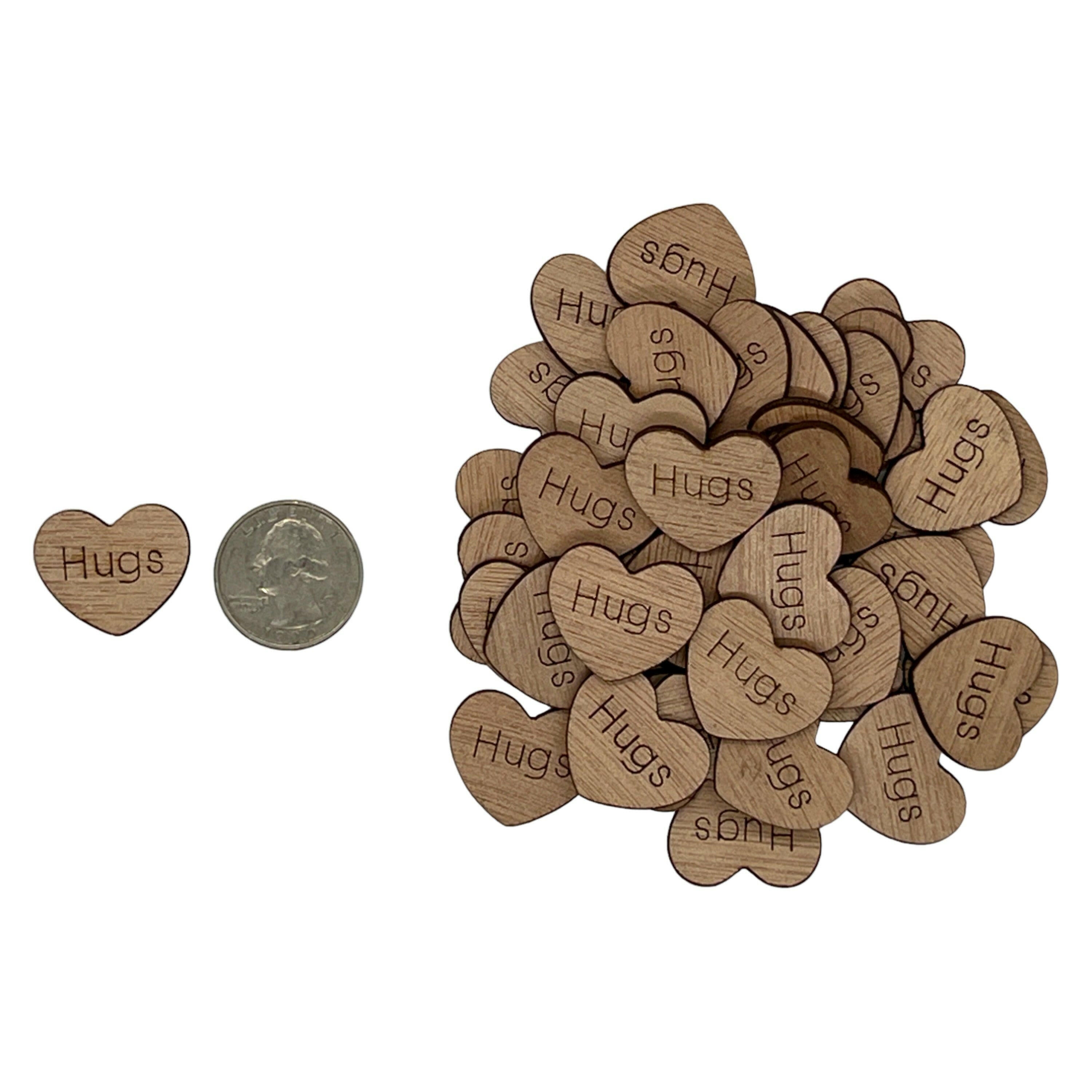 Hugs Wood Hearts - 100 ct - 1 inch