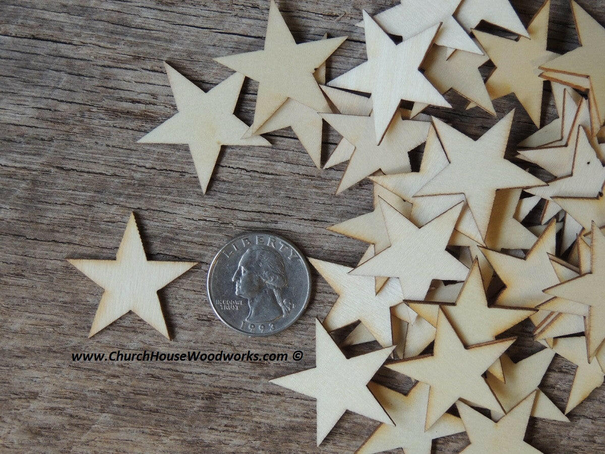 1-1/4 inch Wood Stars | For Wood Flags, Christmas Ornaments