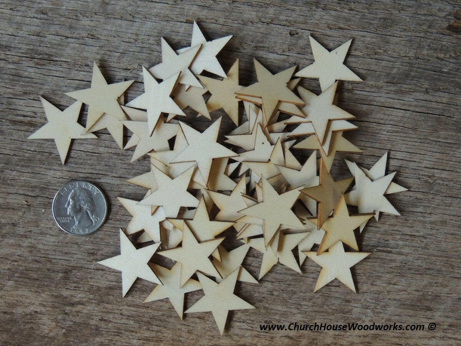 1-1/4 inch Wood Stars | For Wood Flags, Christmas Ornaments