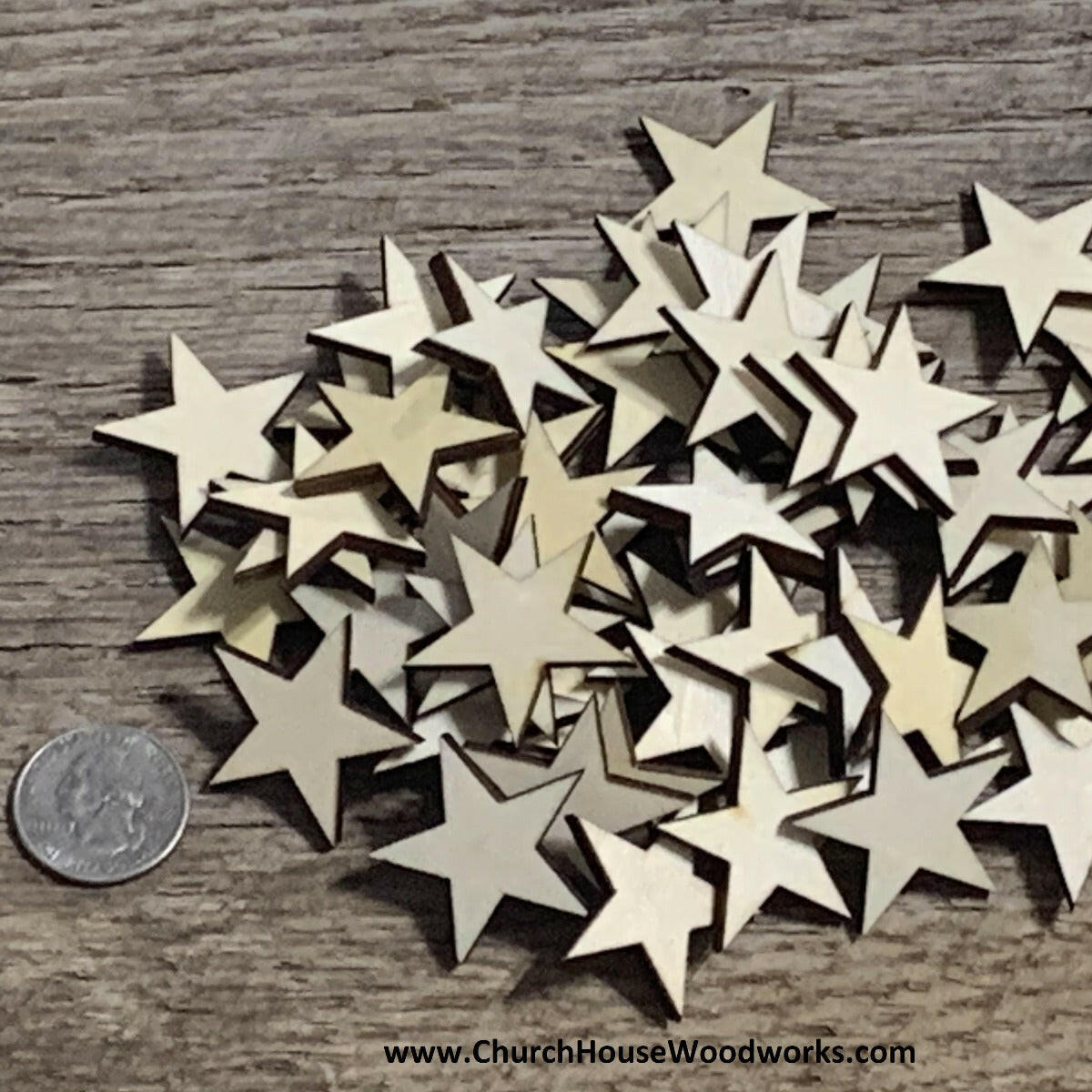 50 Small 1-1/4 inch Wood Stars- DIY Rustic Wood Flags, Christmas, Flag ...