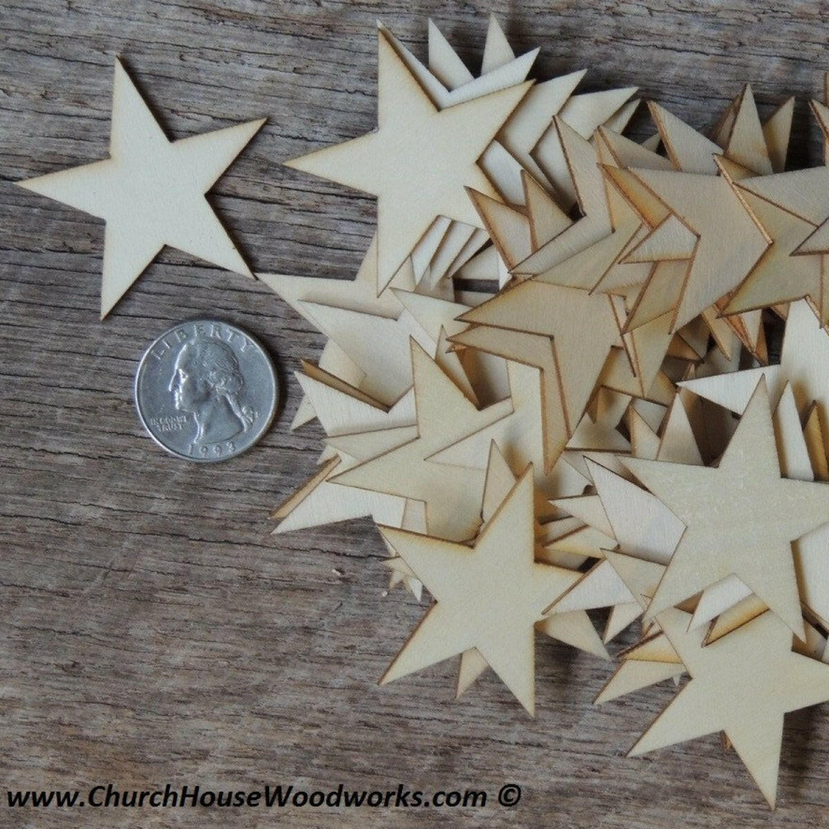 50 qty1-3/4 inch Wood Stars- DIY Rustic Wood Flags, Christmas, Flag Crafts