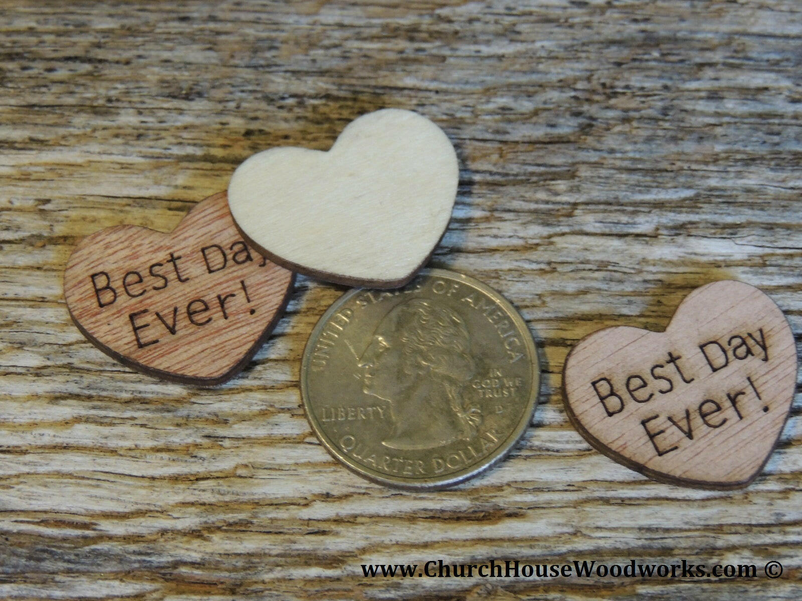 Best Day Ever! Wood Hearts 1(00 qty) 1 inch – Church House Woodworks