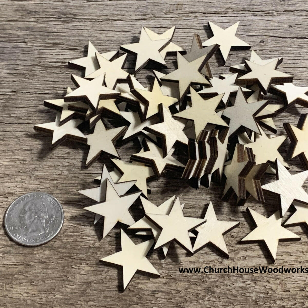 50 Thick Cut Small 1 inch Wood Stars- DIY Rustic Wooden Flags ...