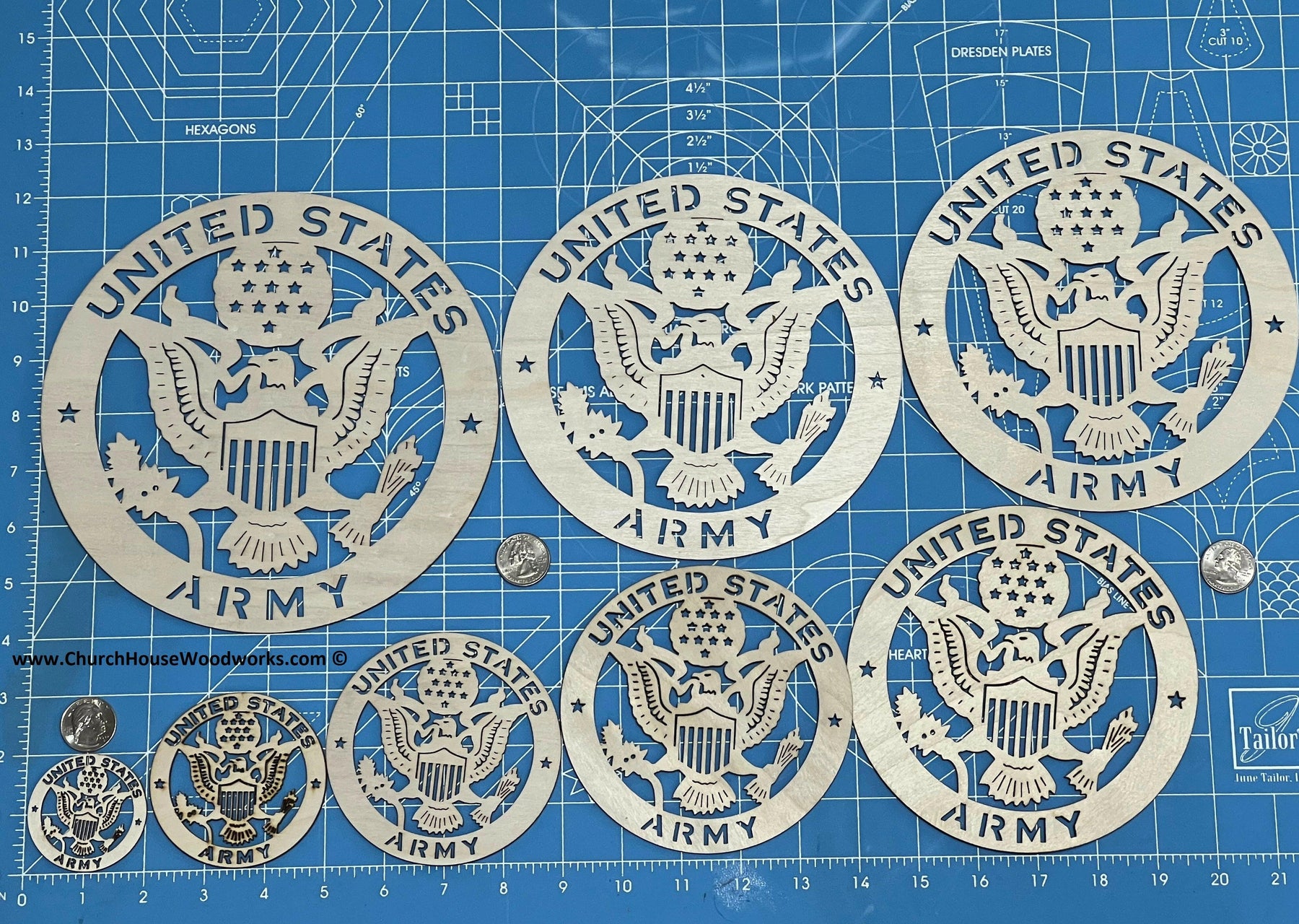US Army Military Wood Eagle Emblem | Laser Cut Unfinished Birch Craft ...