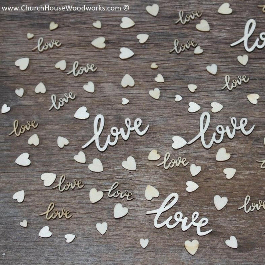 100 piece mix love cursive words and hearts