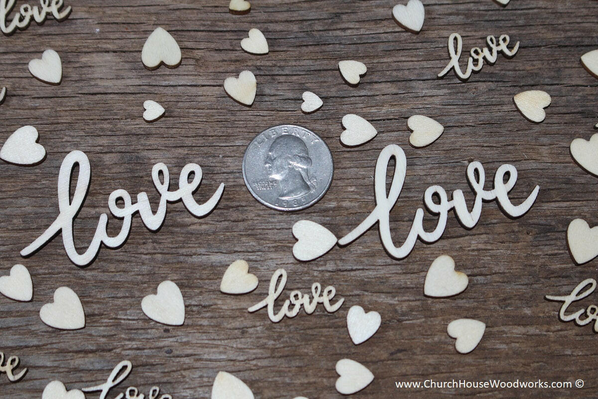 100 piece mix love cursive words and hearts