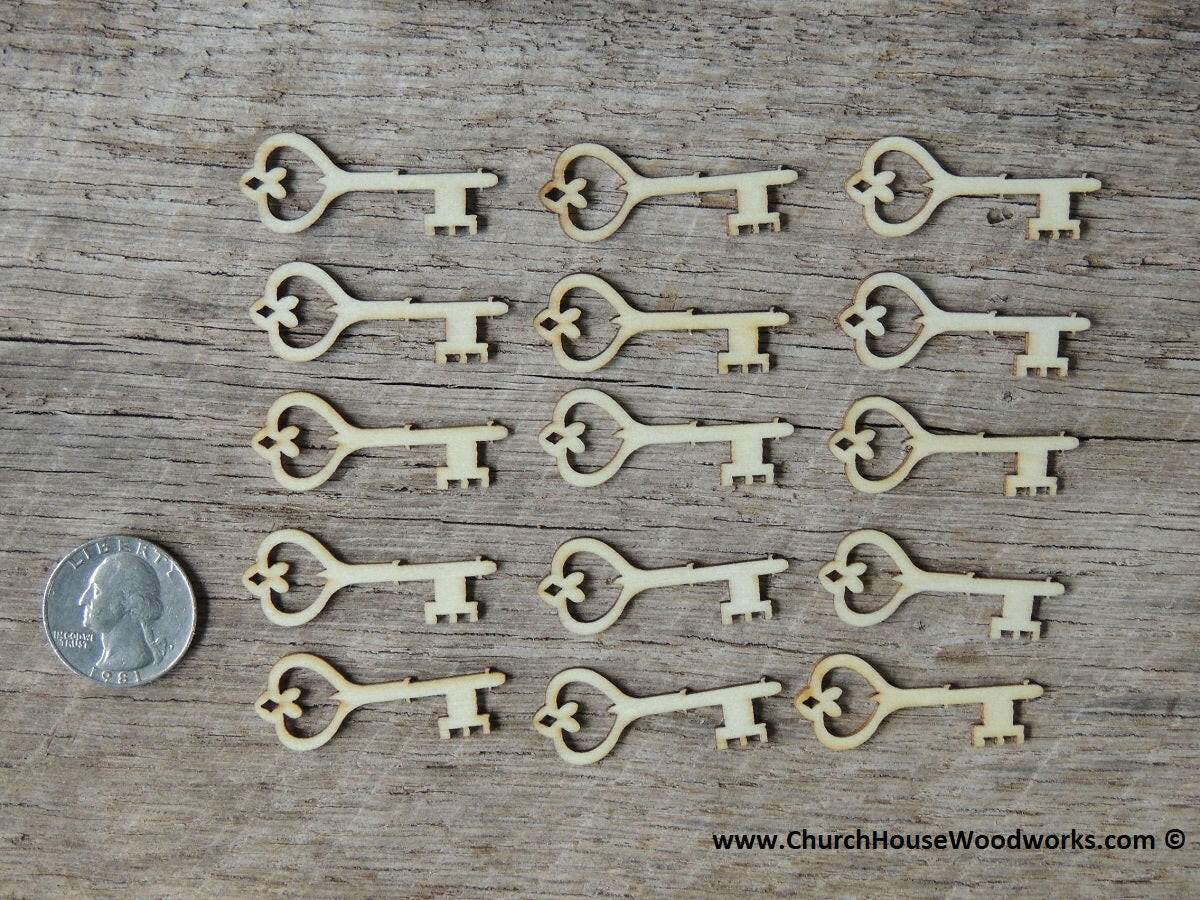 Small Wood Skeleton Key - 1-9/16 inch - 25 ct