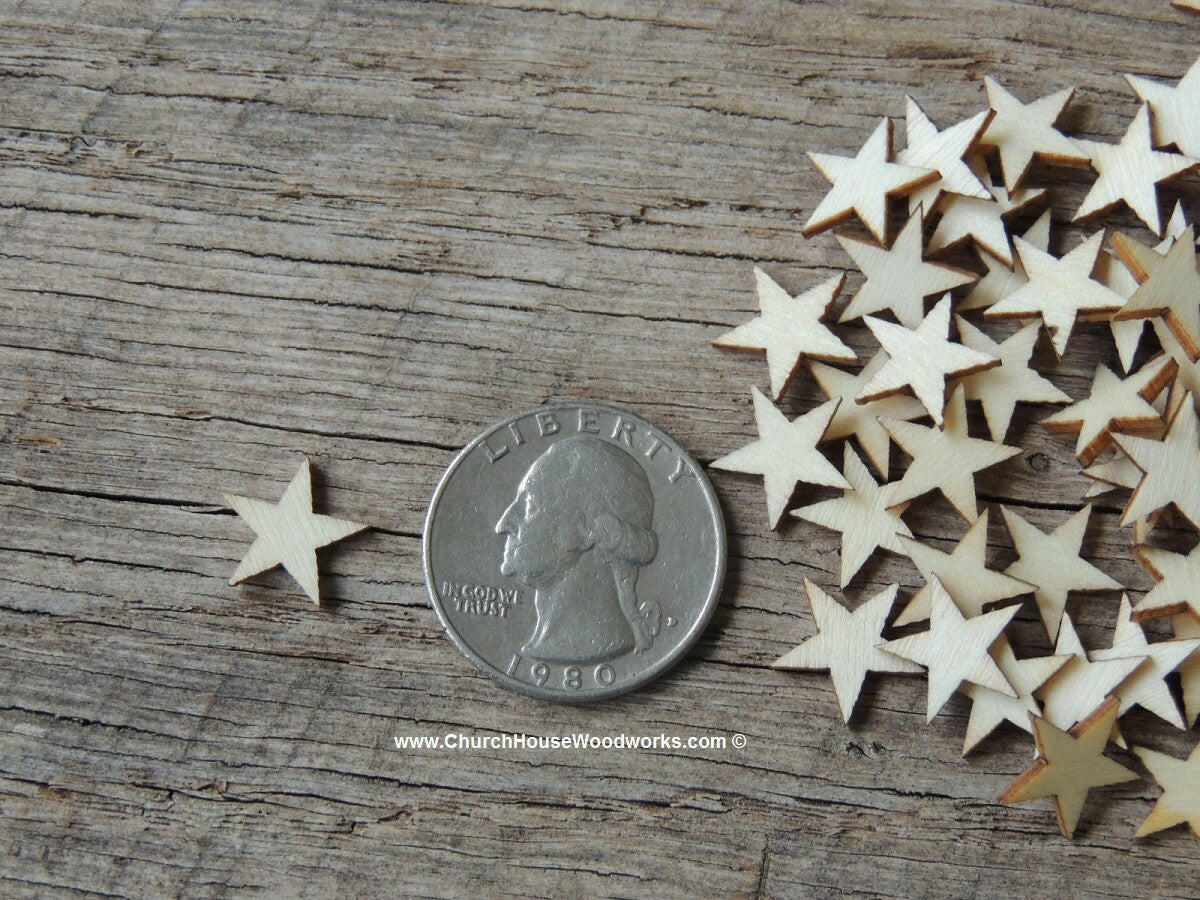 50 Very Small 1/2 inch Wood Stars- DIY Rustic Wood Flags, Christmas ...