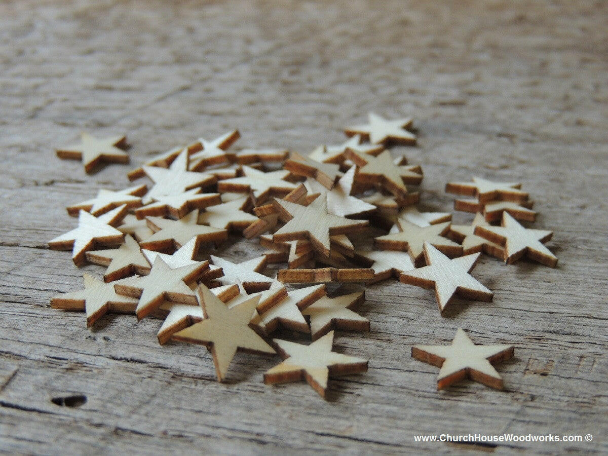 50 Tiny 3/8th inch Wood Stars - DIY, Flag Crafts, Flag Making