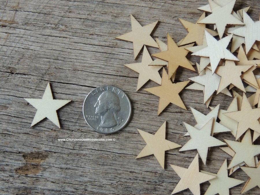 50 Small 1 inch Wood Stars- DIY Rustic Wooden Flags, Christmas, Flag ...