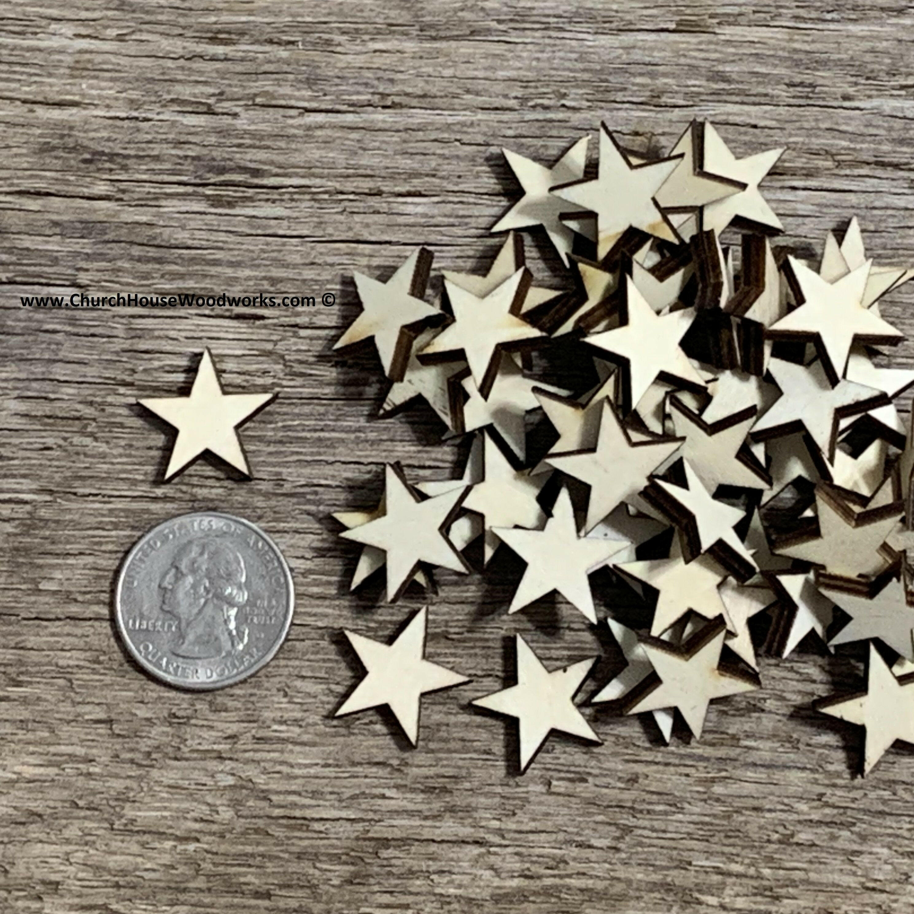 50 Thick Cut Small 3/4 inch Wood Stars- DIY Rustic Wood Flags ...